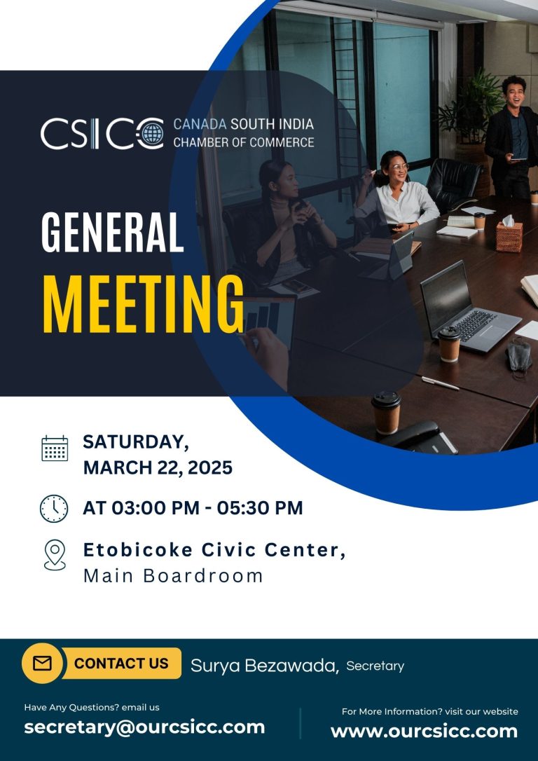 Upcoming CSICC Events – CANADA SOUTH INDIA CHAMBER OF COMMERCE